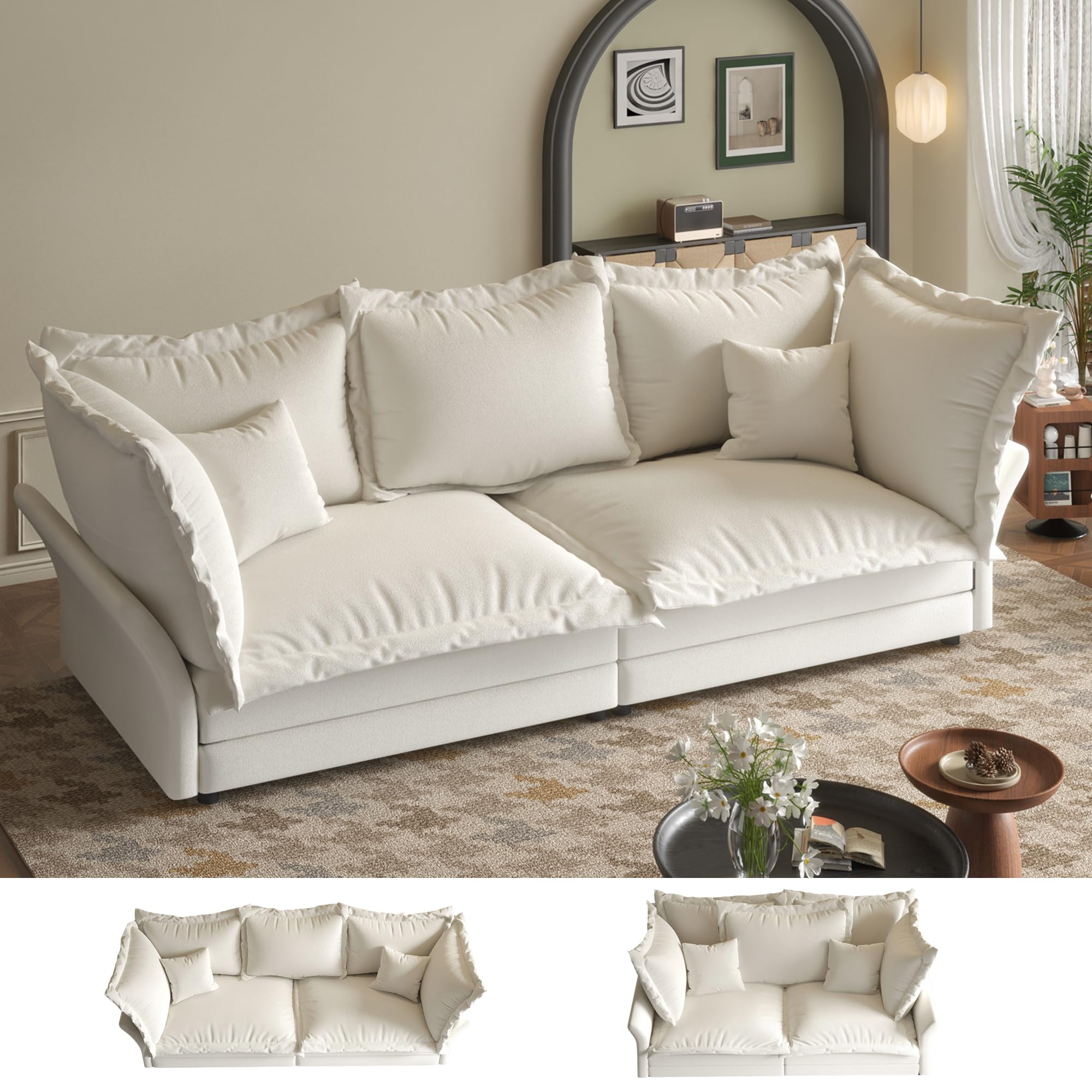 90.55'' Oversized Loveseat Sofa, Velvet Modular Sectional Sofa, Extra ...