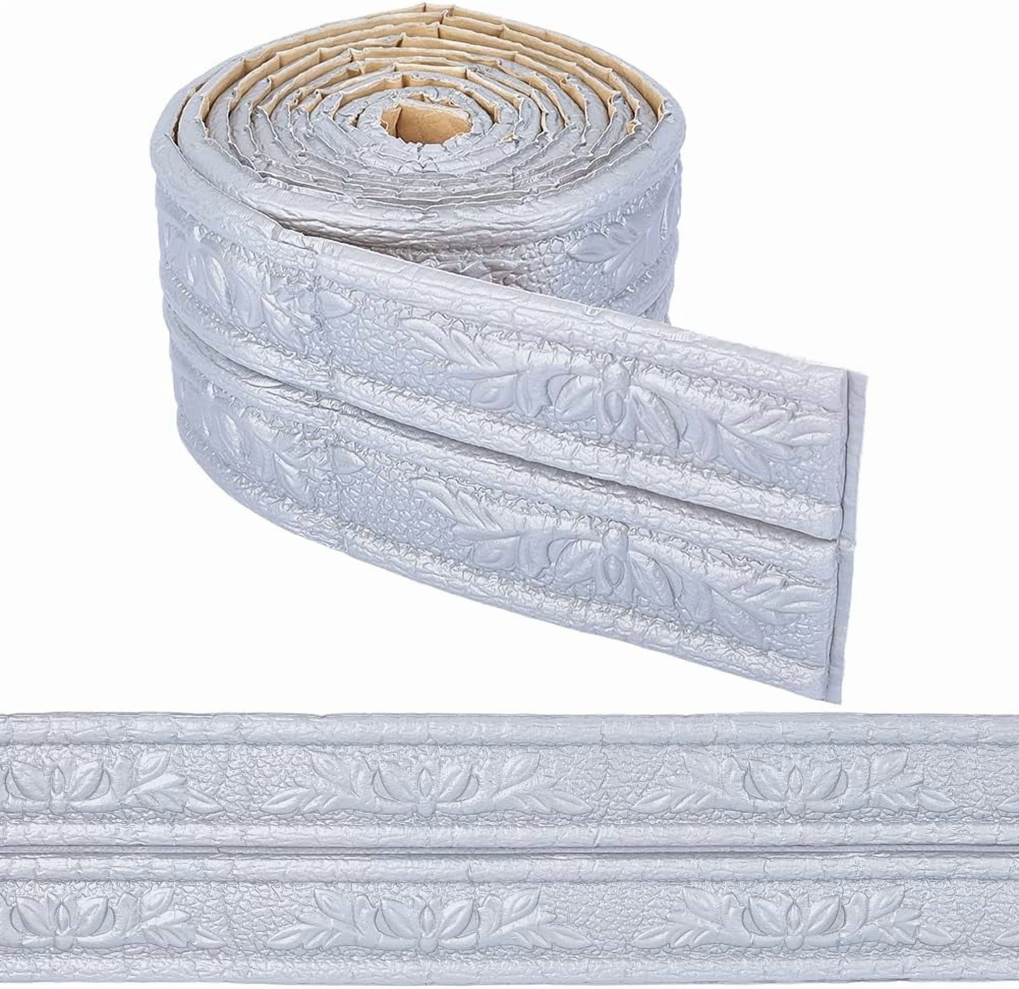 90.5x3.15in Flexible Silver Molding Trim Self Adhesive Peel and Stick ...