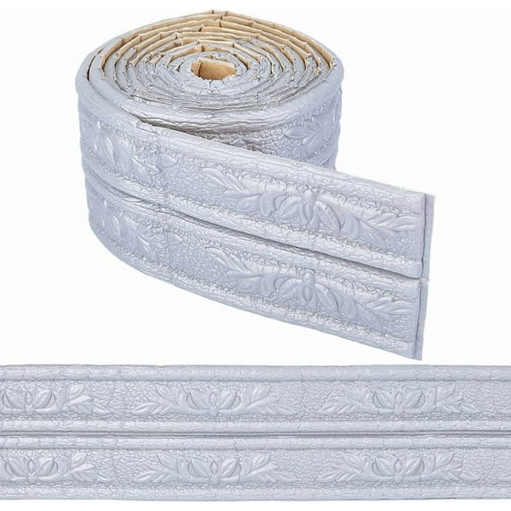 90.5x3.15in Flexible Silver Molding Trim Self Adhesive Peel and Stick ...