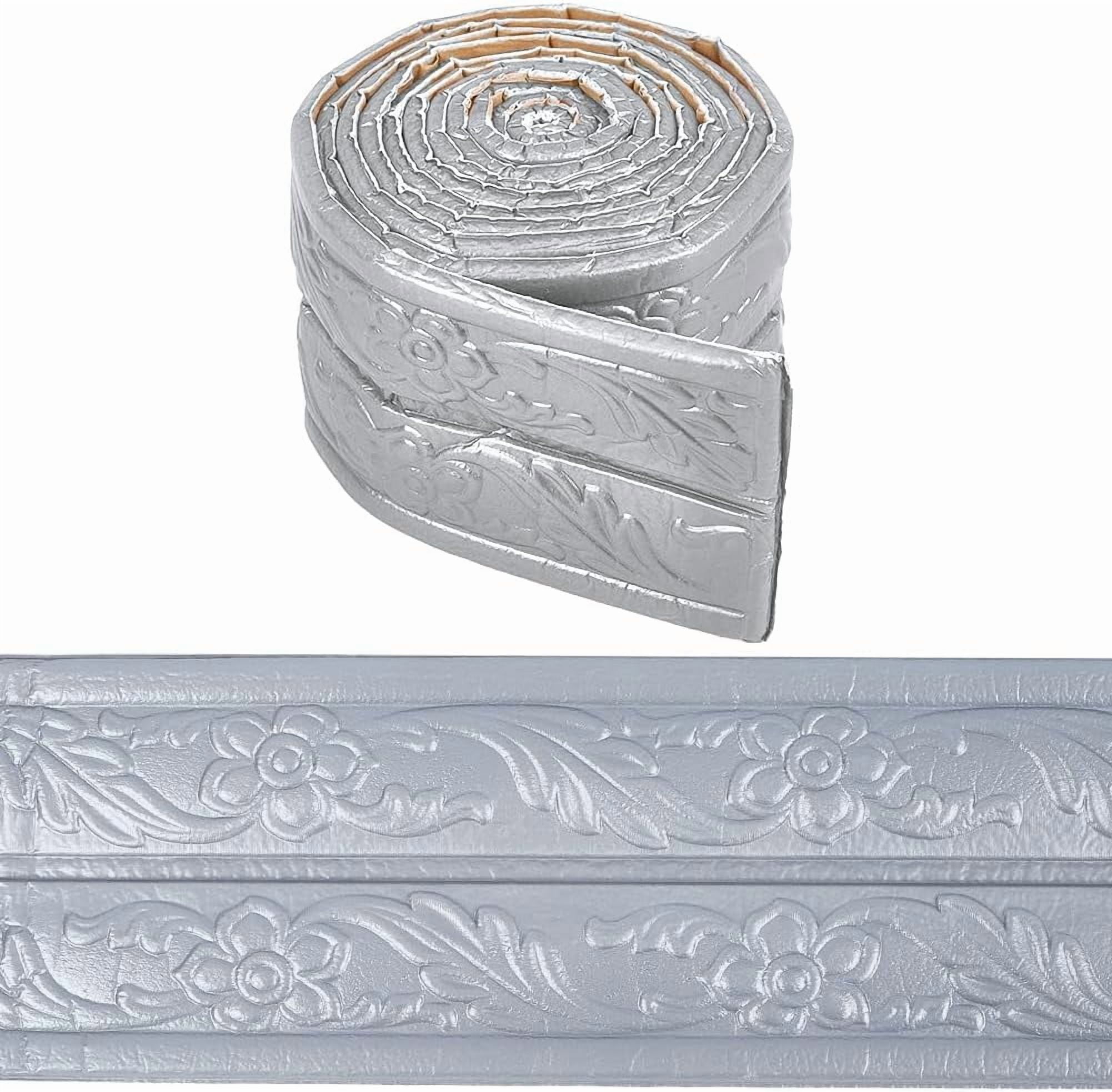 90.5x3.46In Gray Molding Trim Self Adhesive Vintage Peel and Stick XPE ...