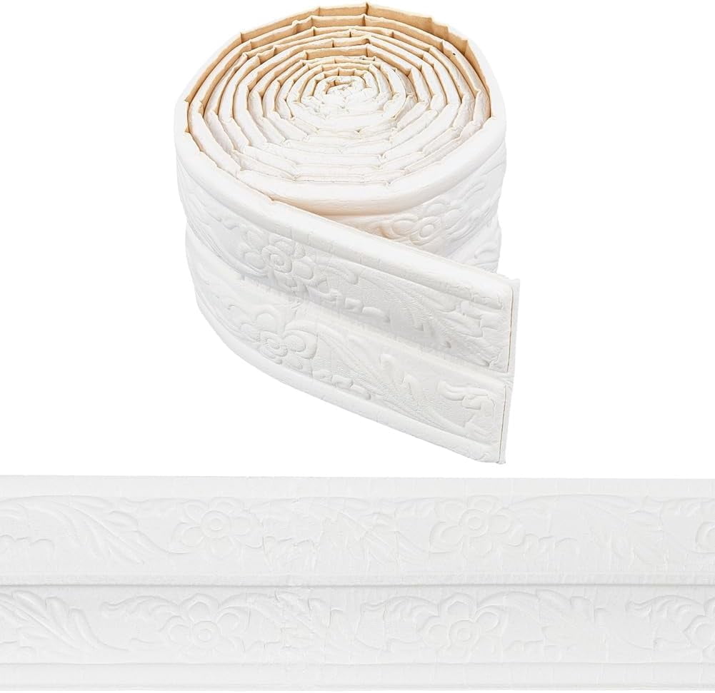 90.5x3.46in White Molding Trim Self Adhesive Vintage 3D Printing Foam ...