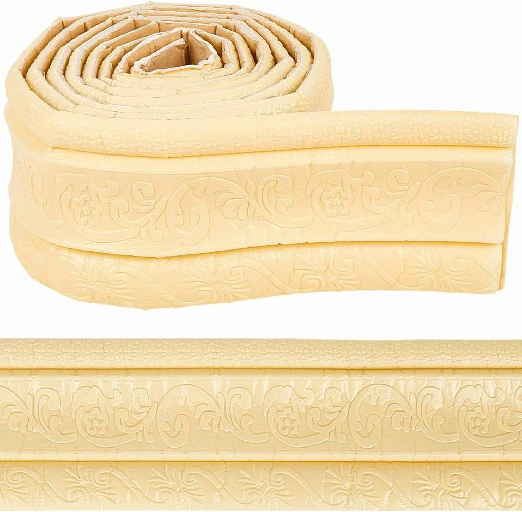 90.6 x 3.4 Inch 3D Wallpaper Border Wall Molding Trim Yellow Foam ...