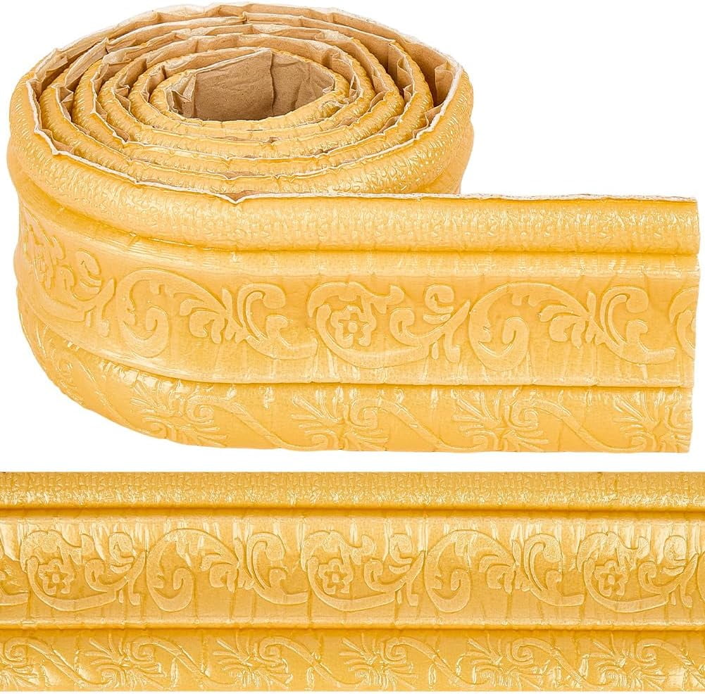 90.6 x 3.4 Inch Gold Wallpaper Border 3D Molding Trim Foam Vintage ...