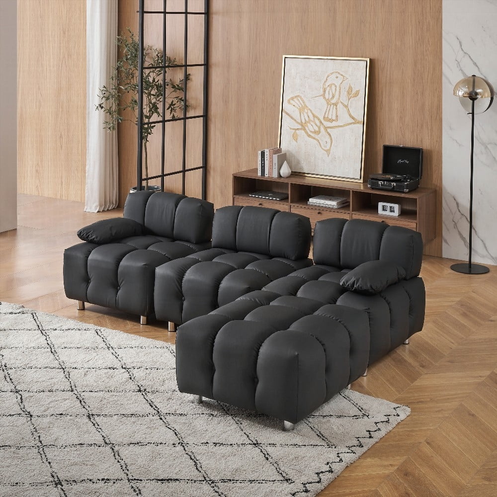 Modern Black Technology Cloth Sofa 90.60-inch, Waterproof & Cat Scratch ...