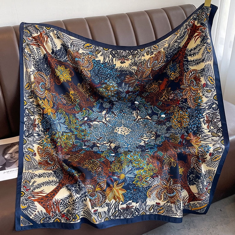 90*90cm Luxury Brand Silk Square Scarf Hijab Women Bandana Soft Scarves ...