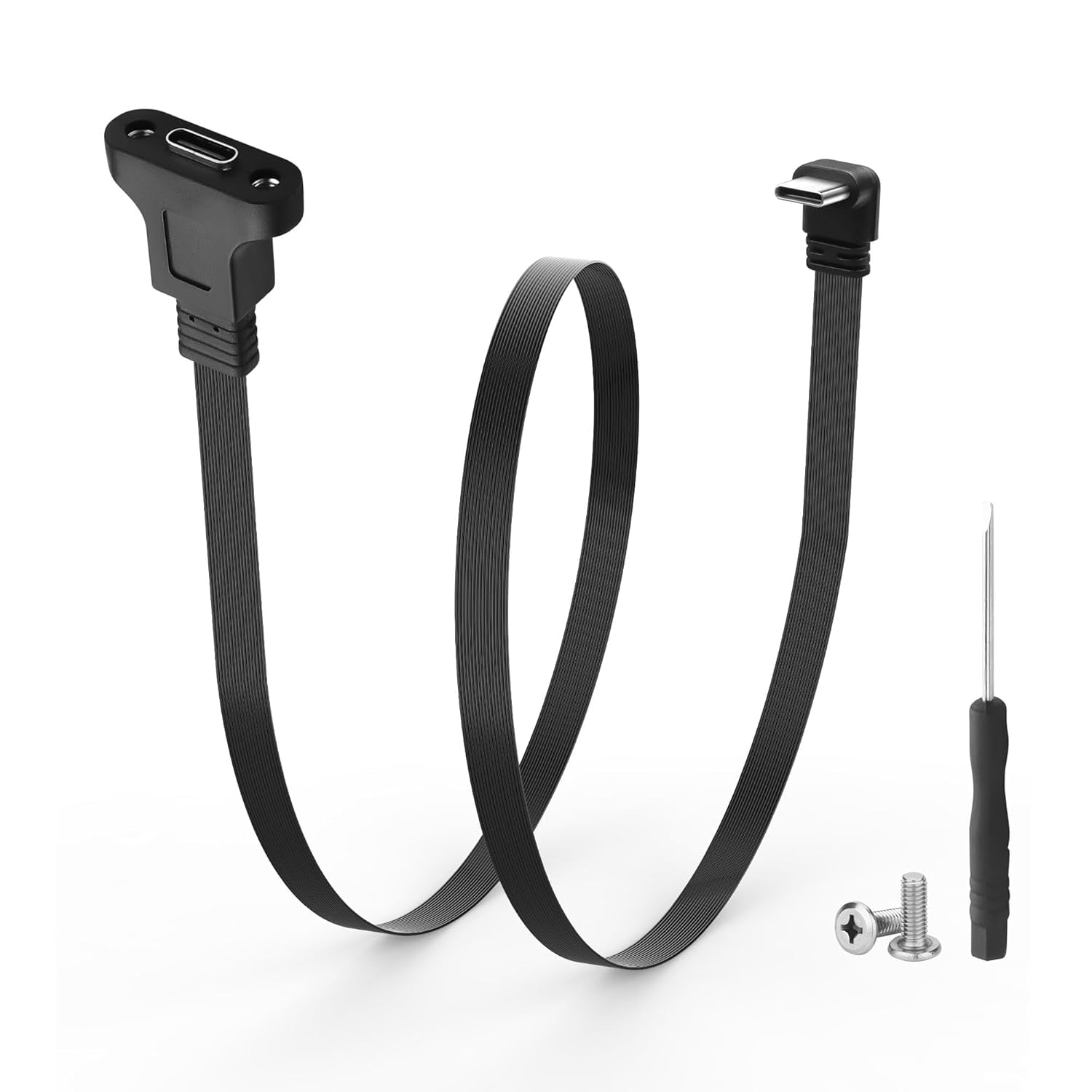 90°Angle USB 3.1 Panel-Mount Type C Male to Female Cable,10Gbps Flat ...