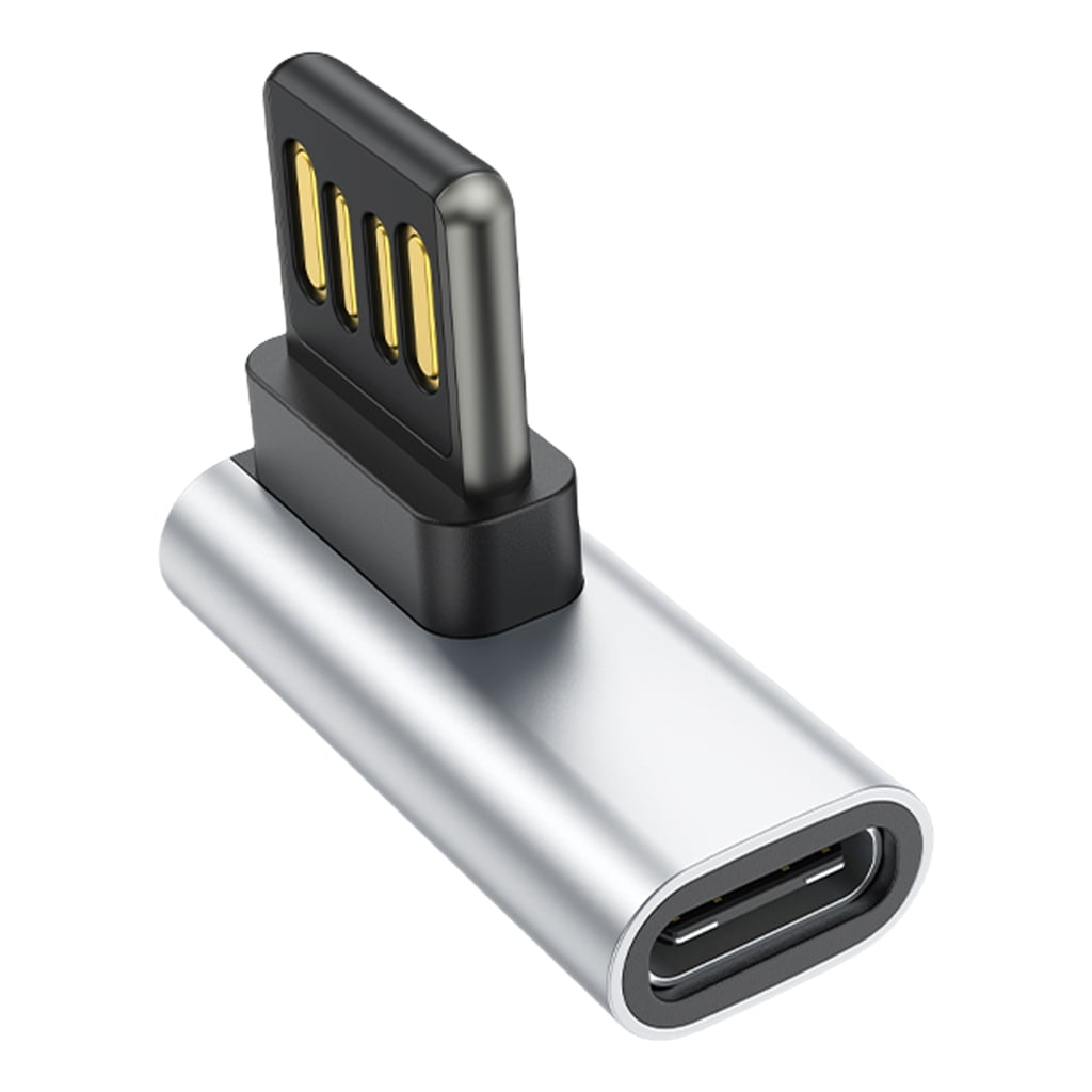 90°Bend USB to Type C Adapter Connectors Reversible Plugs Support ...