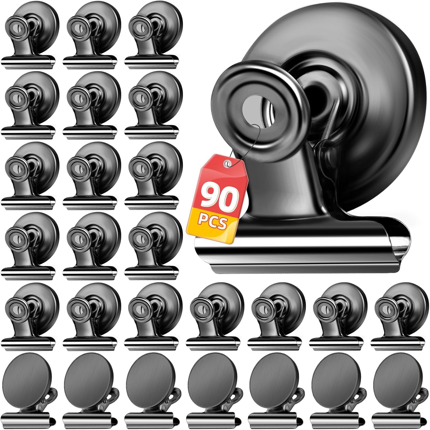 90 Black Clips Fridge Refrigerator , Whiteboard Clips for Locker, Clip ...