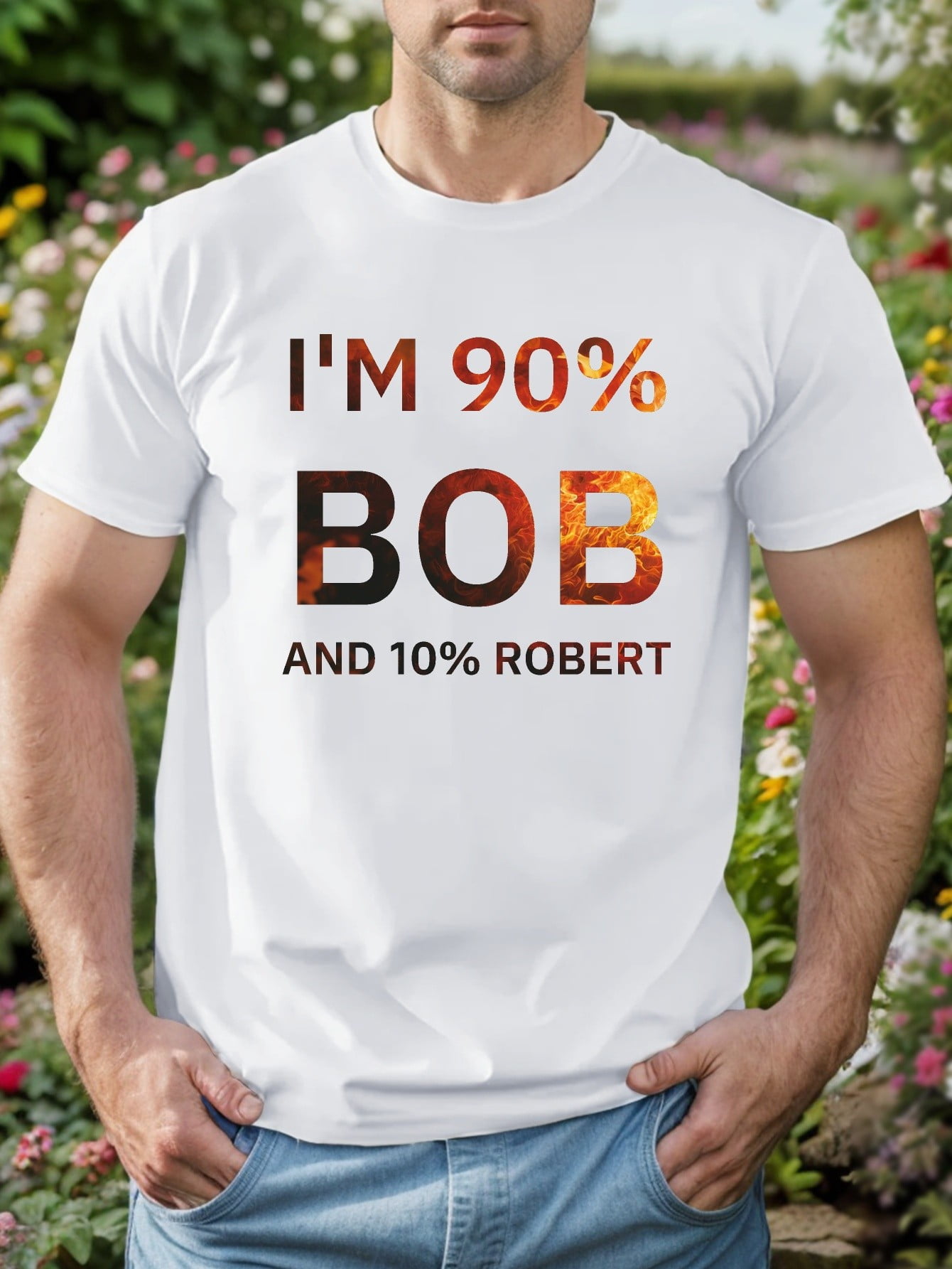 [90% Bob, Graphic Tee] Soft 90% Bob Graphic Tee - Men's Crew Neck Short ...