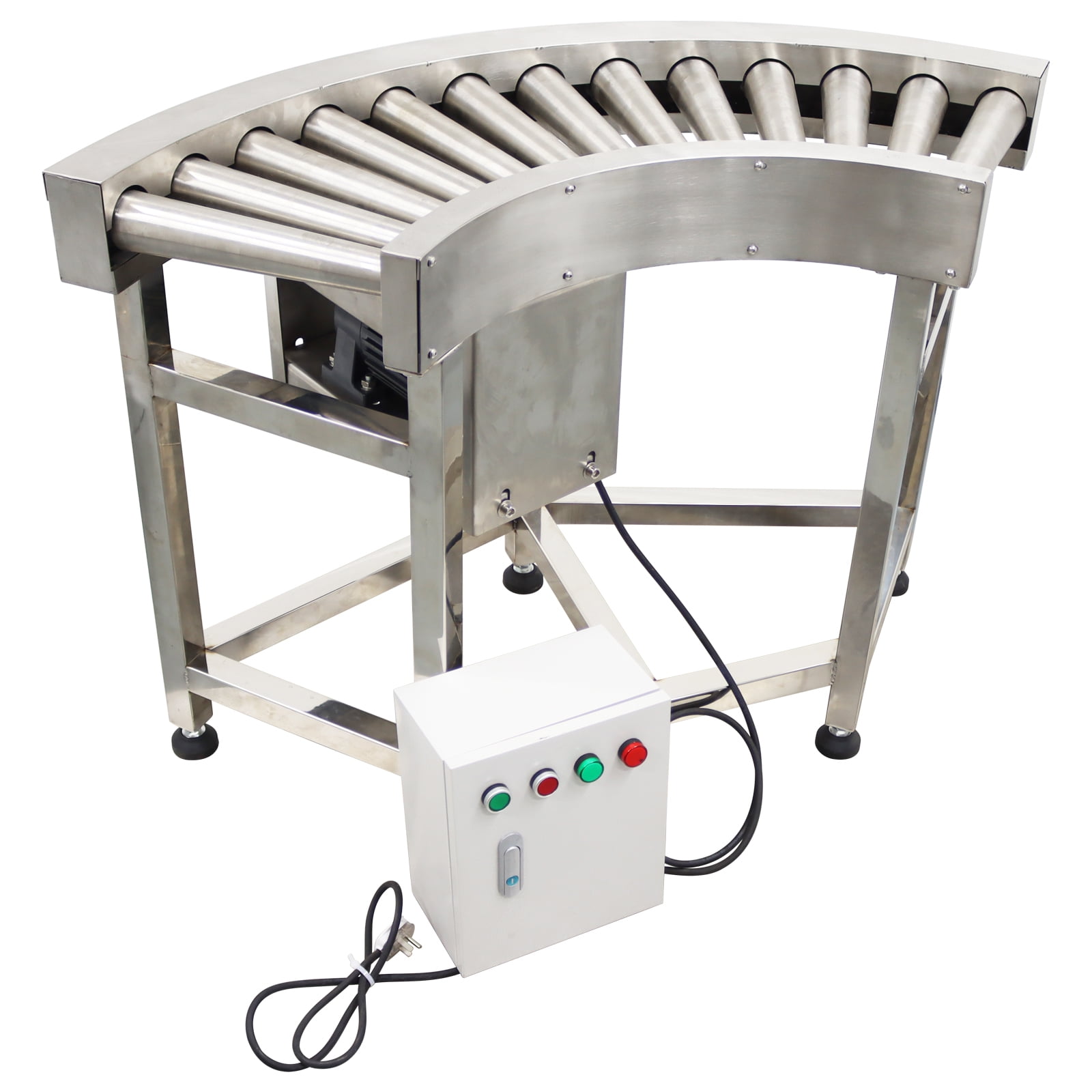 90 °Change Direction Conveyor Curved Convey System Stainless Steel Drum ...