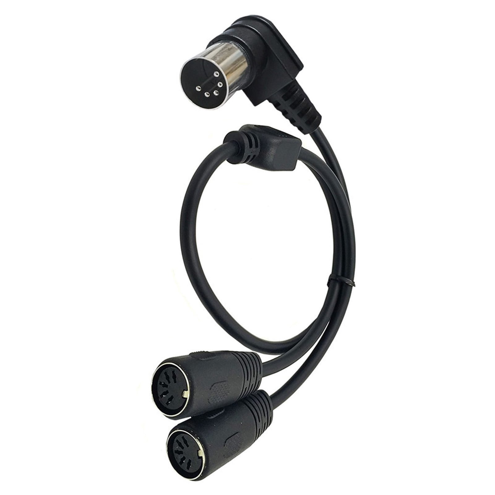 90° DIN 5Pin Male to 2x Female Y Cable 50cm PVC Shielded for Keyboard ...