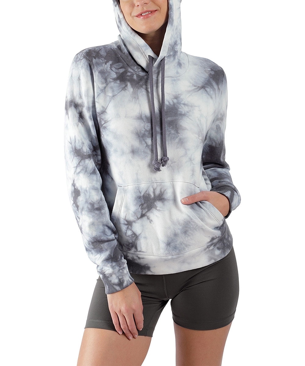 90 Degree By Reflex Charcoal & White Tie-Dye Hoodie - Women Size S ...