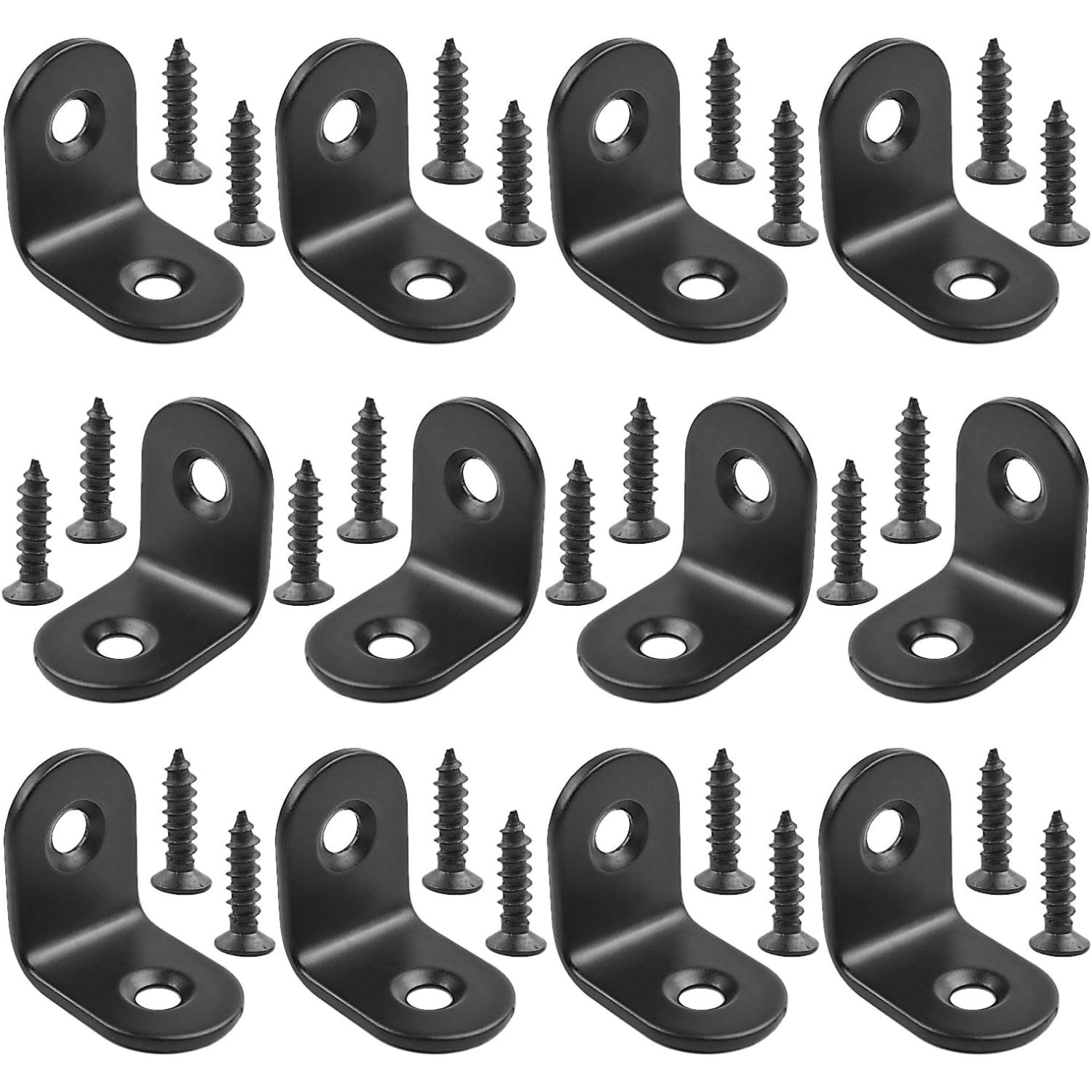 90 Degree Corner Braces 20 x 20mm, 16 Pieces Black Right Angle Brackets ...