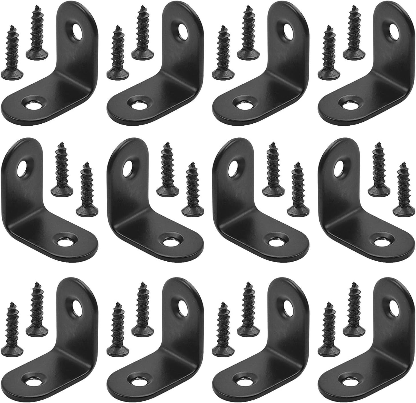 90 Degree Corner Braces 25 x 25mm, 12 Pieces Black Right Angle Brackets ...