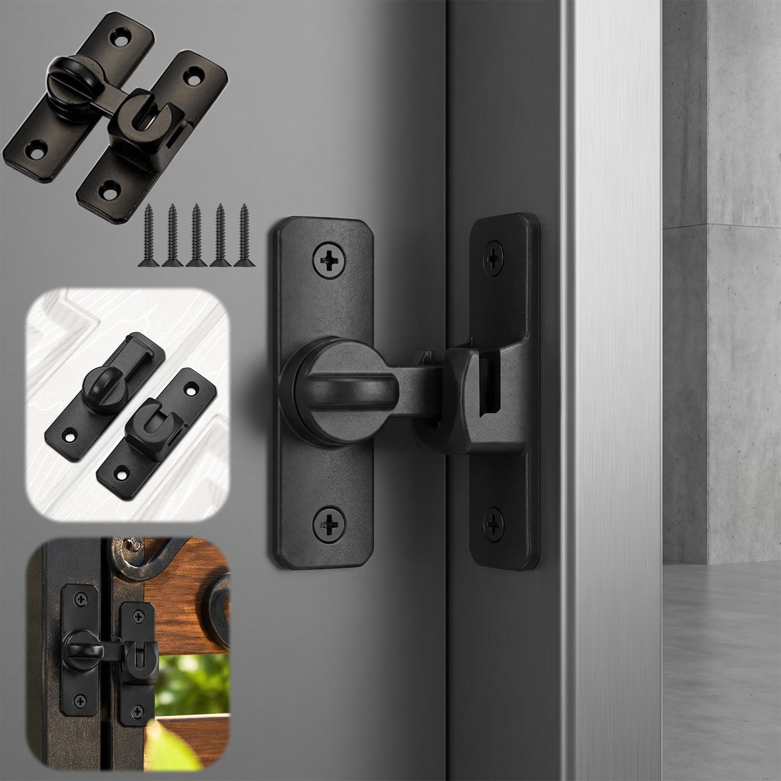 90 Degree Door 2Pcs, Alloy Rotate Lock for Barn Door Cabinet Security ...