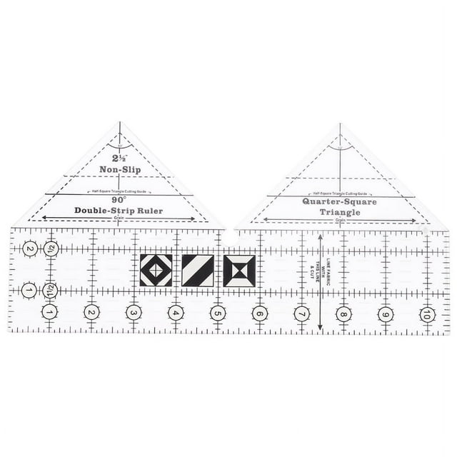 90 Degree Double Strip Quilt Ruler, 10 Inch Acrylic Quilting Triangle ...