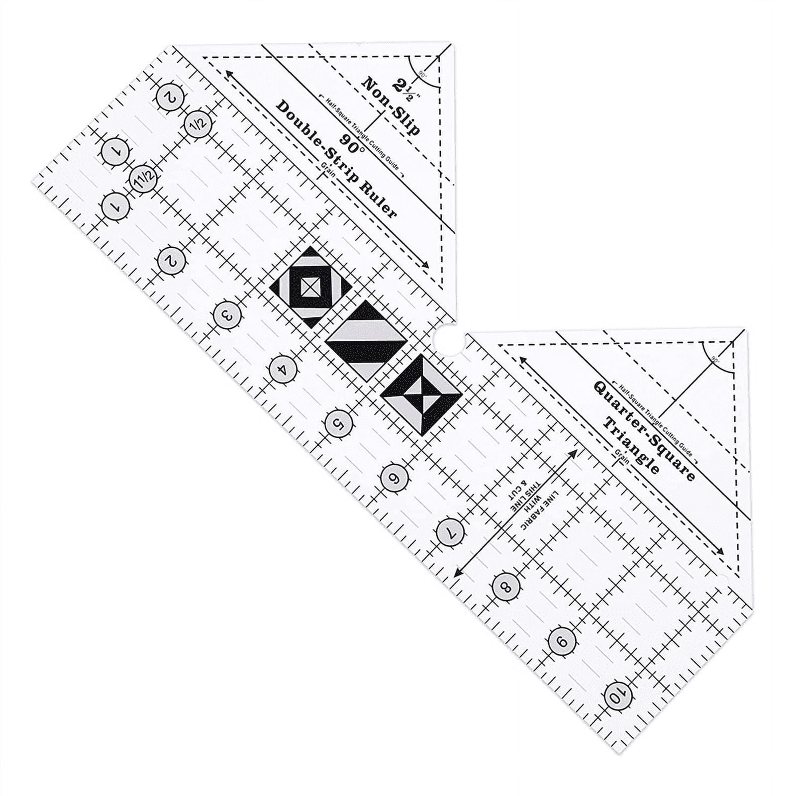 90 Degree Double Strip Quilt Ruler, 10 Inch Acrylic Triangle Rulers ...