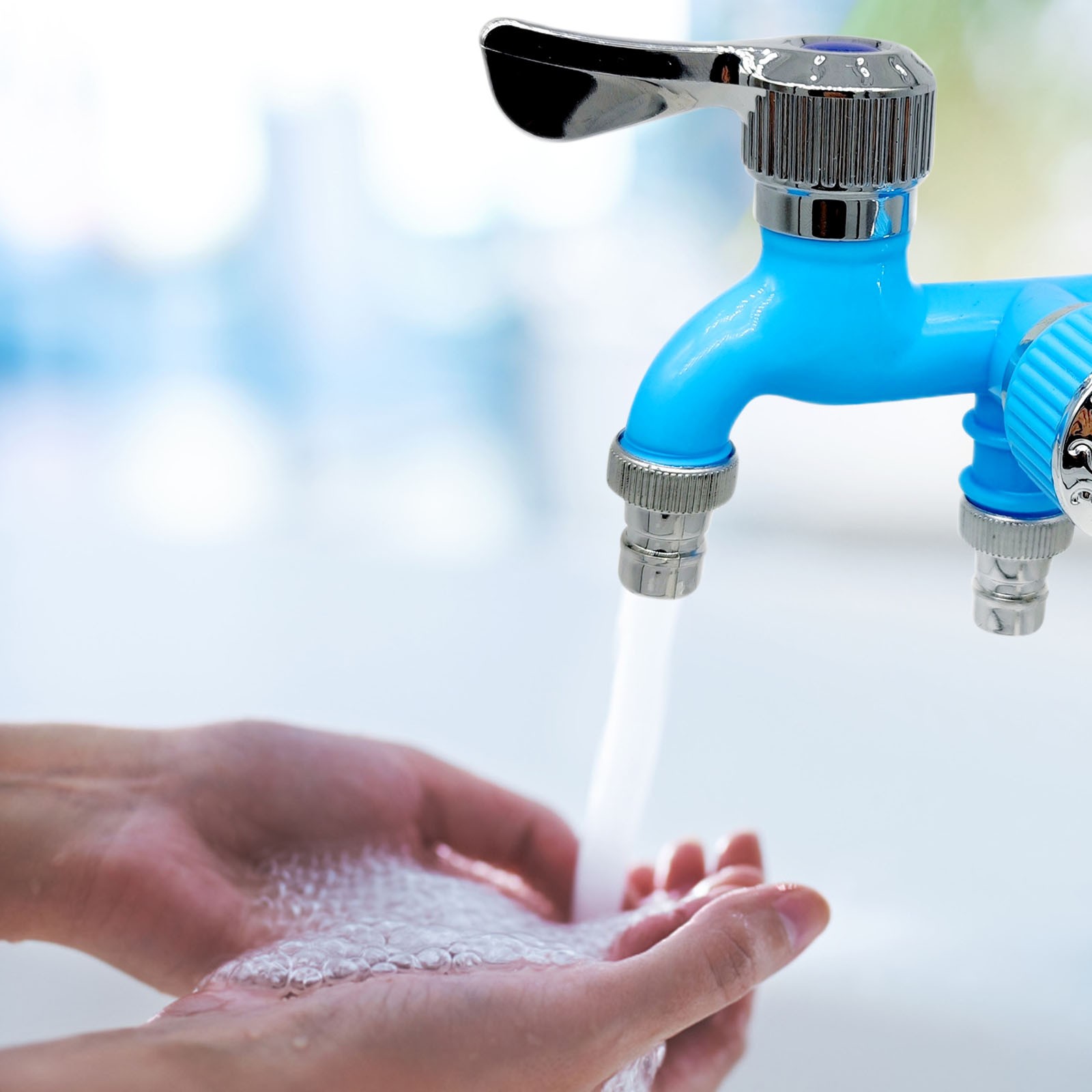 90 Degree Double-Valve Water Tap Double External Control Durable Brass ...