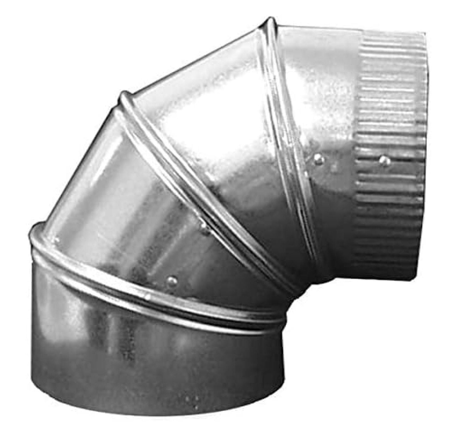 90 Degree Elbow, 14 Inch Duct, Galvanized Steel, 24 Gauge, 17 Inch Wide ...