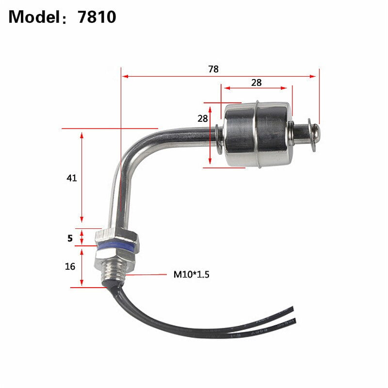 90 Degree Elbow Stainless Steel 304 Float Switch Liquid Water Level ...