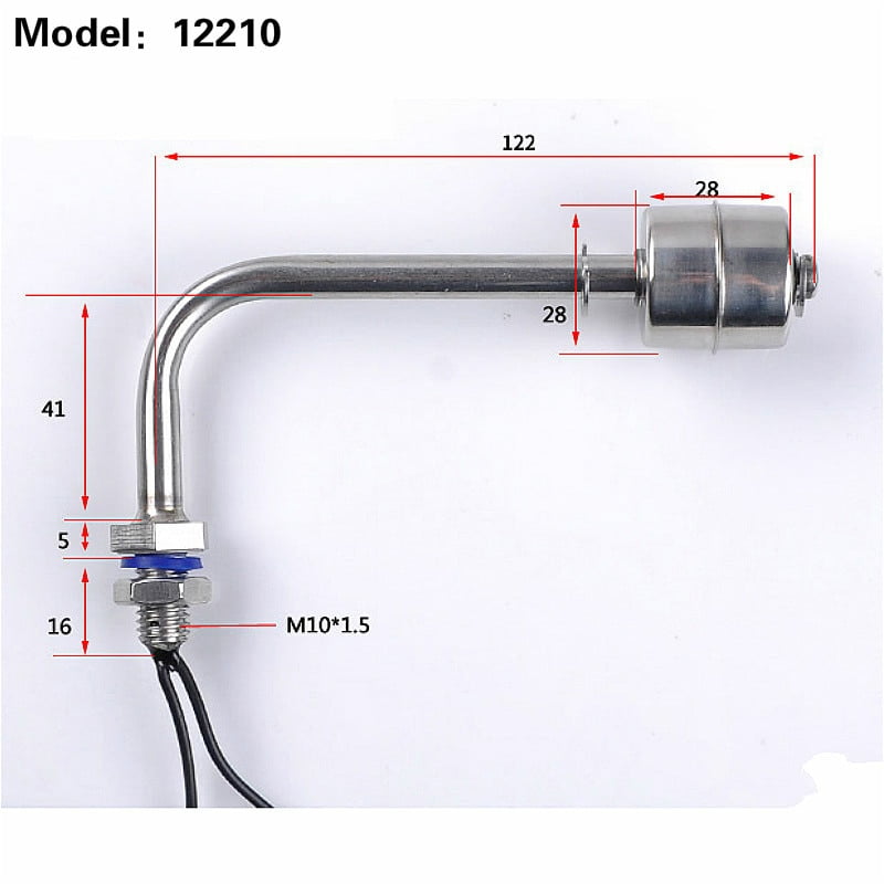 90 Degree Elbow Stainless Steel 304 Float Switch Liquid Water Level ...