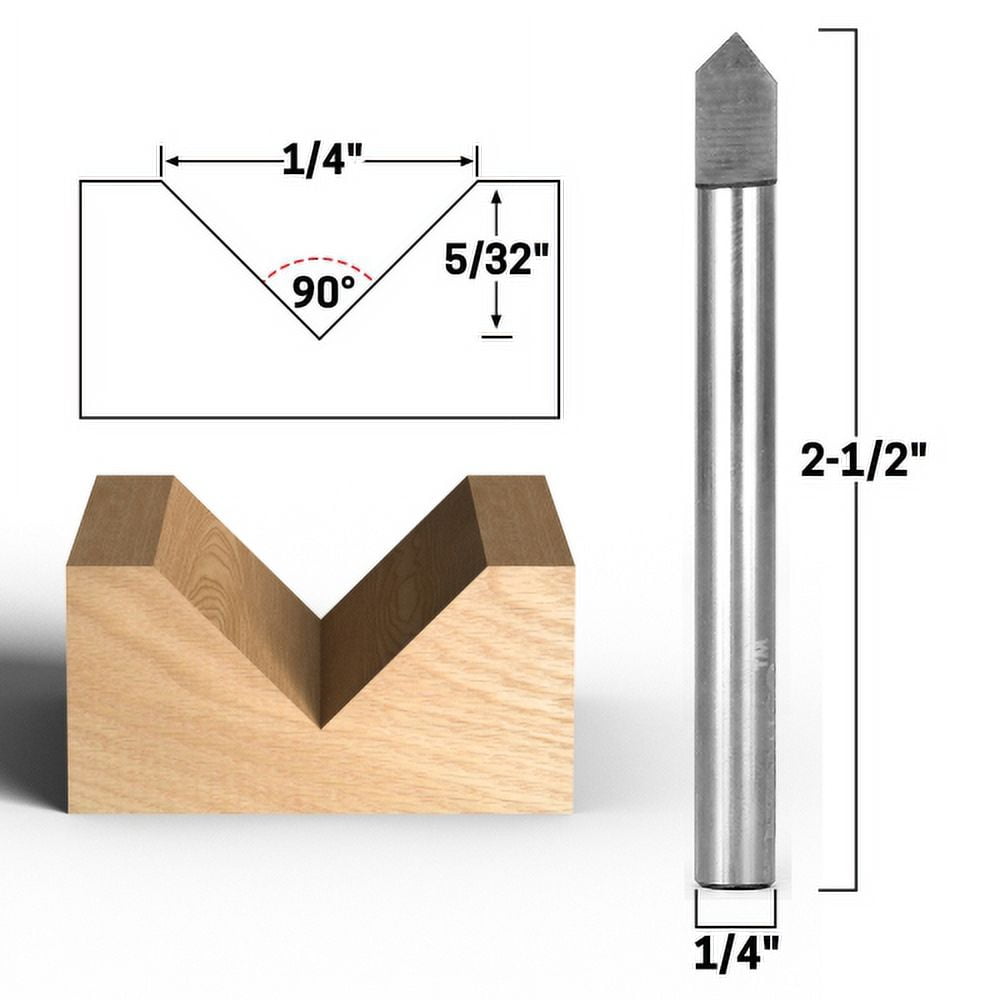 90 Degree Engraving & Lettering Router Bit - 1/4" Shank - Yonico 14095q ...