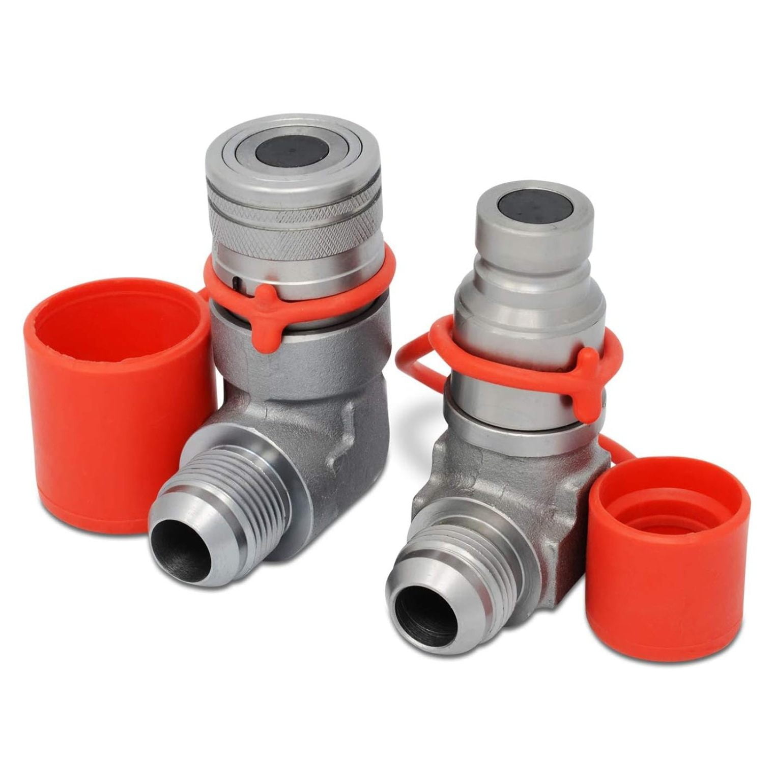 90 Degree Flat Face Hydraulic Quick Connect Coupler Set, 3/4″ JIC Male ...