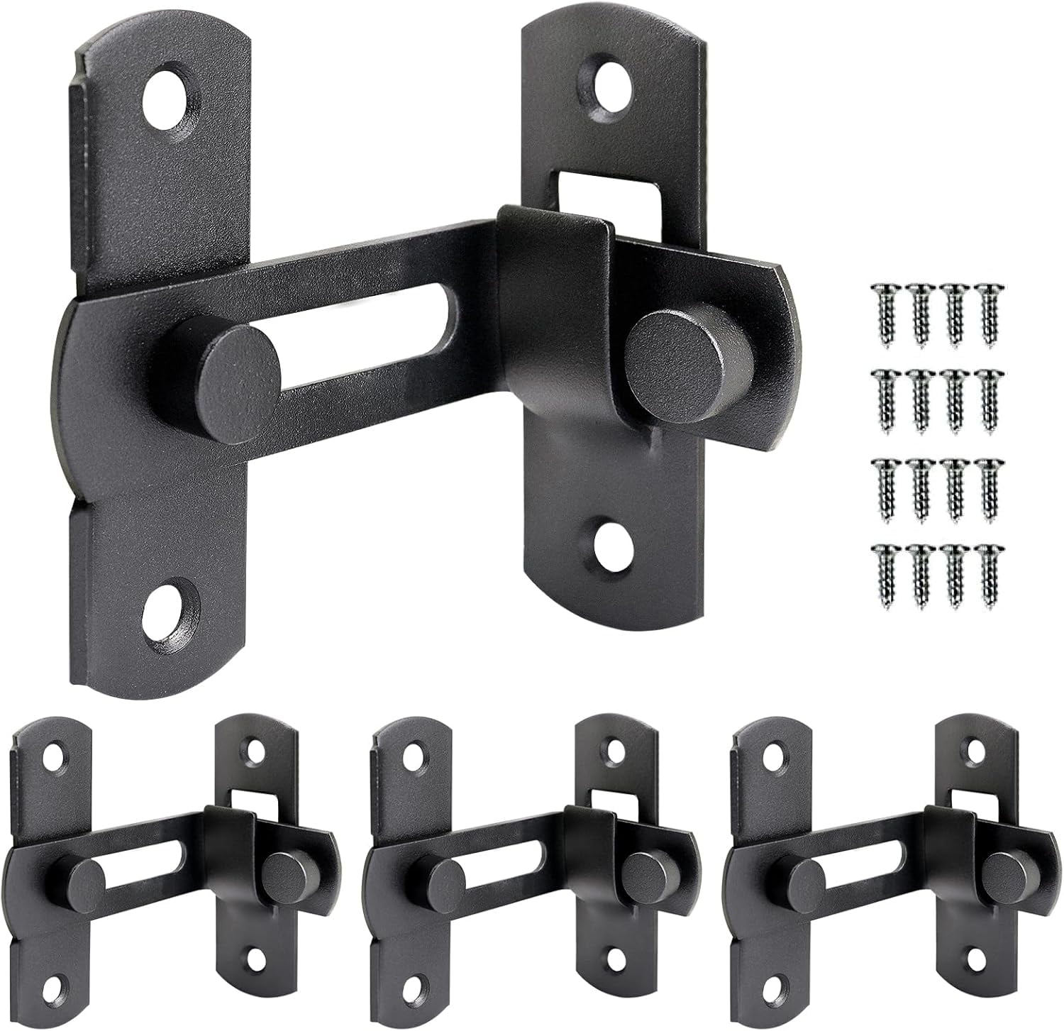 90 Degree Flip Door Sliding Latches,4 Packs Black Security Hook Gate ...