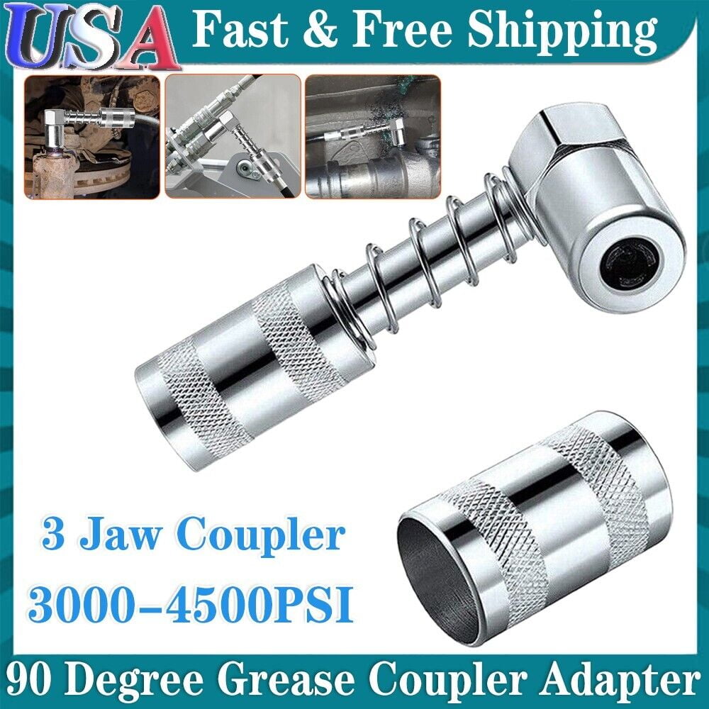 90 Degree Grease Nozzle Adapter 3 Jaw Coupler Grease Fitting Tool with ...