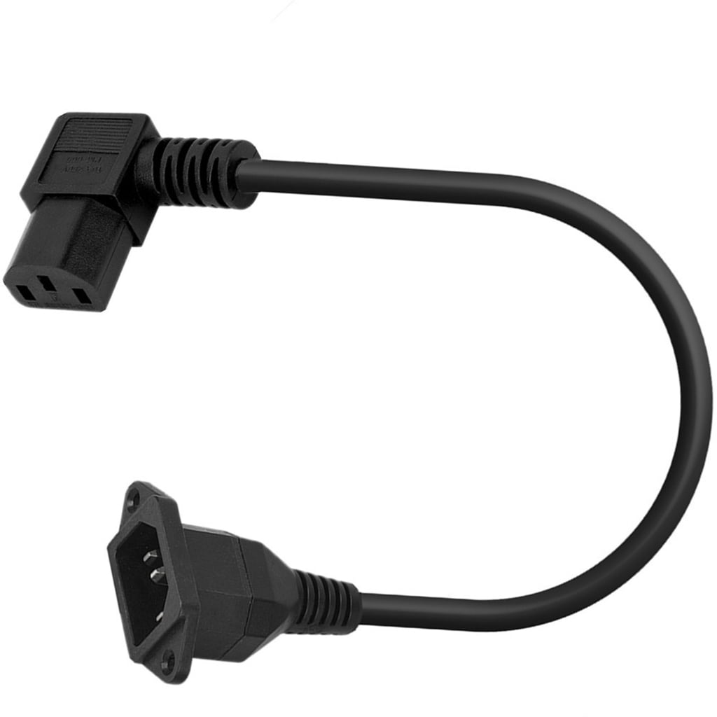 90 Degree IEC 320 C13 Female to C14 Male C13 to C14 Panel Mount Power Cable - Walmart.com