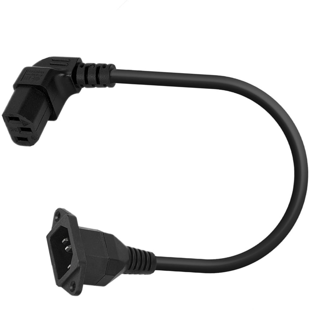 90 Degree IEC 320 C13 Female to C14 Male C13 to C14 Panel Mount Power Cable - Walmart.com