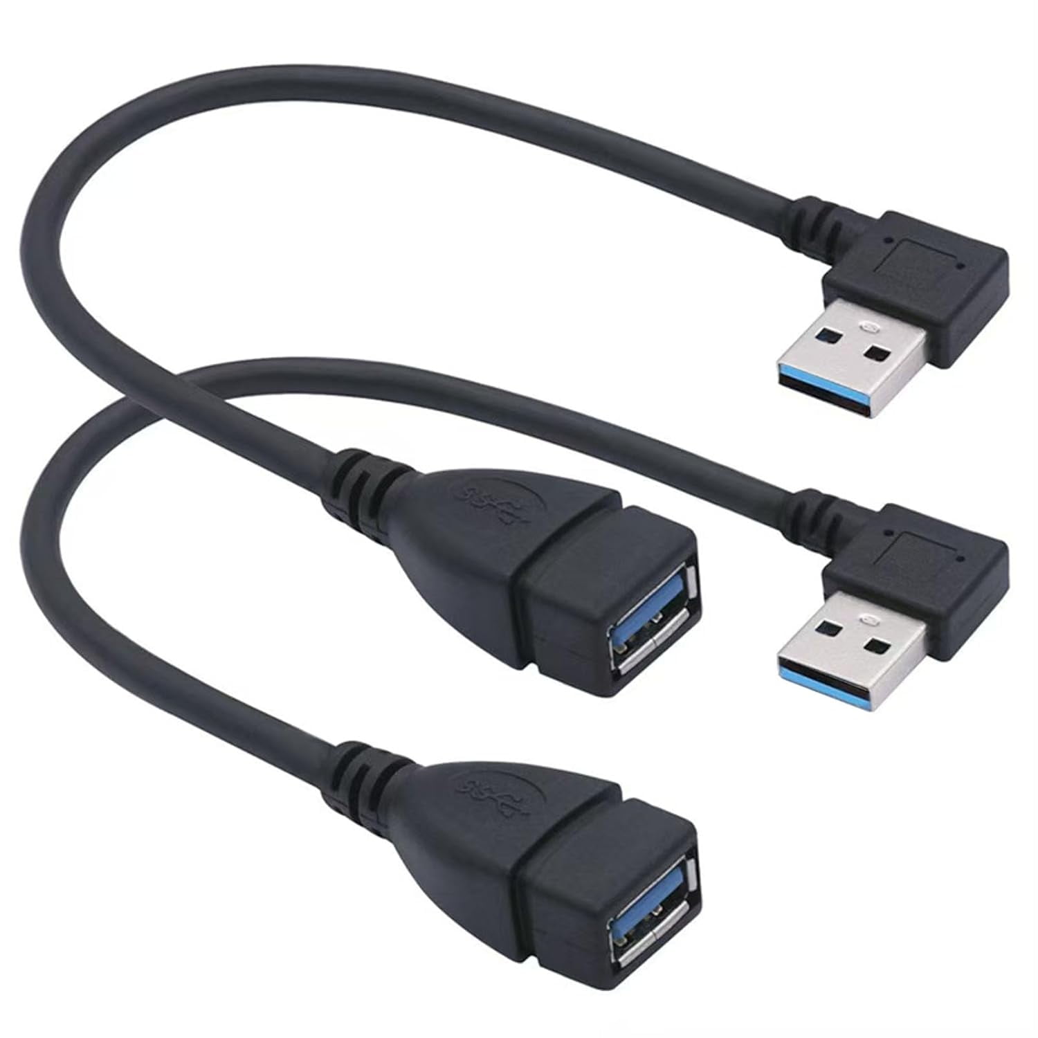 90 Degree (Left and Right Angle) USB 3.0 Male to Female Extension Cable ...