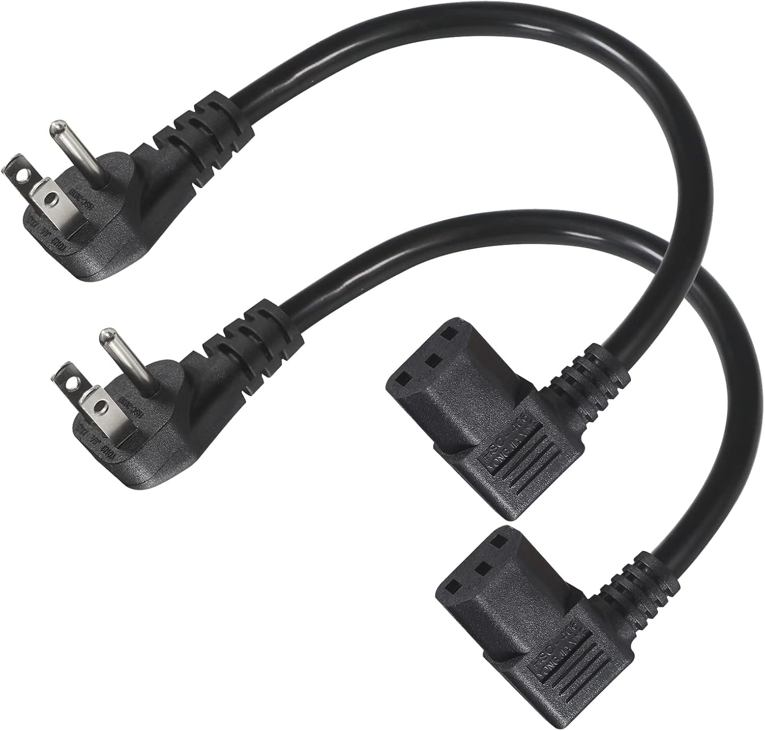 90 Degree Power Cord - 2FT Right Angle IEC, Universal PC Power Supply ...