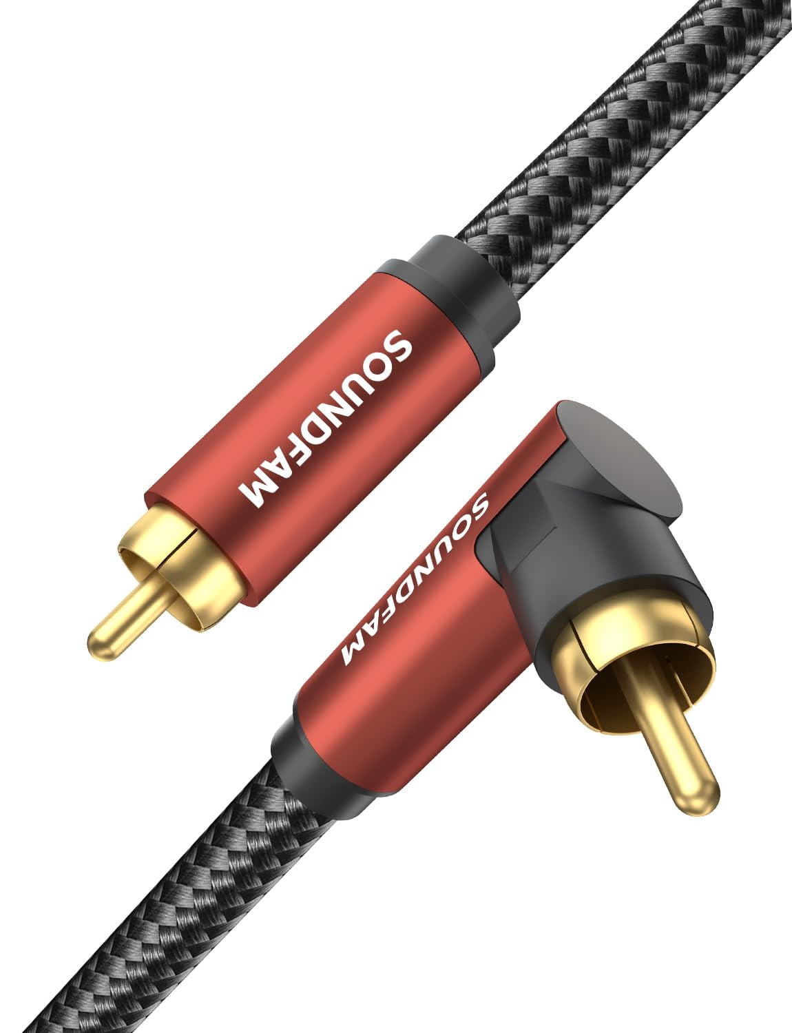 90 Degree RCA Cable Right Angle Subwoofer Cable, Premium Digital Audio ...