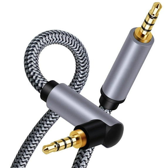 90-Degree Right Angle 3.5mm Male to Male Aux Audio Cable for Car, Home ...