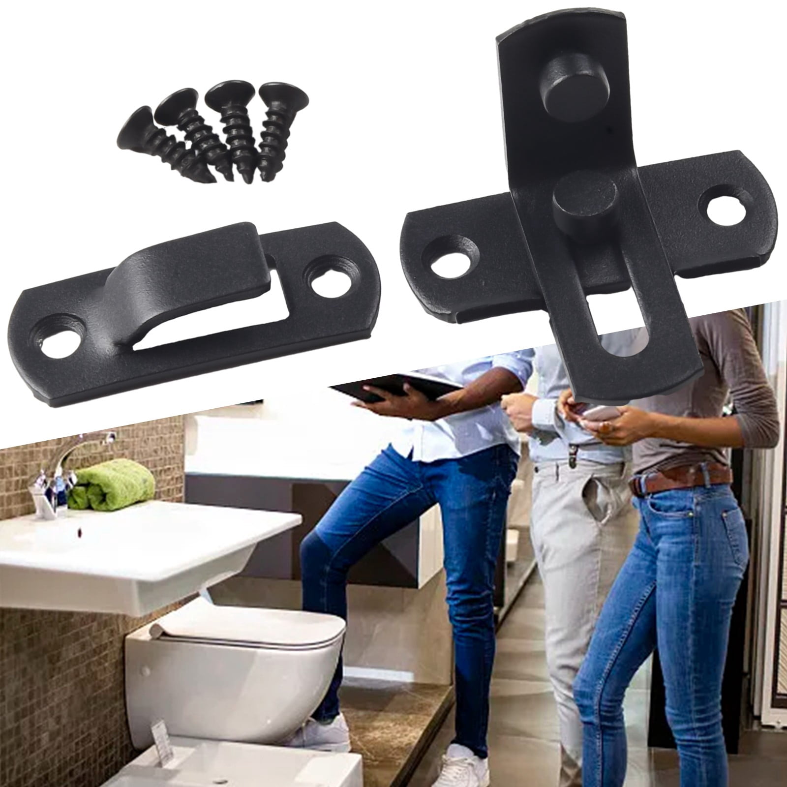 90 Degree Right Angle Door Latch Buckle Hasp Sliding Lock Bolt Black ...