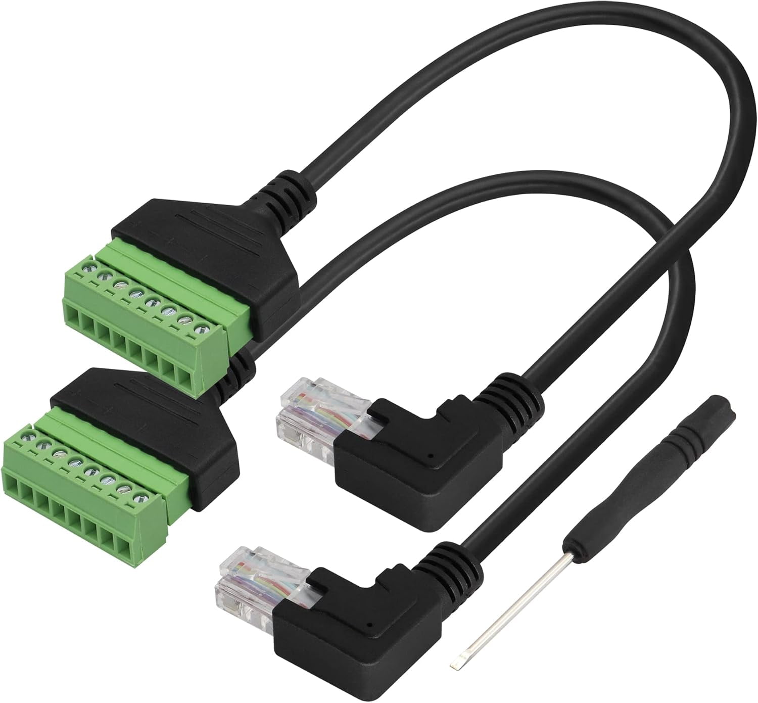 90 Degree (Right Bend) RJ45 Male to 8PIN Terminal Block Solderless ...