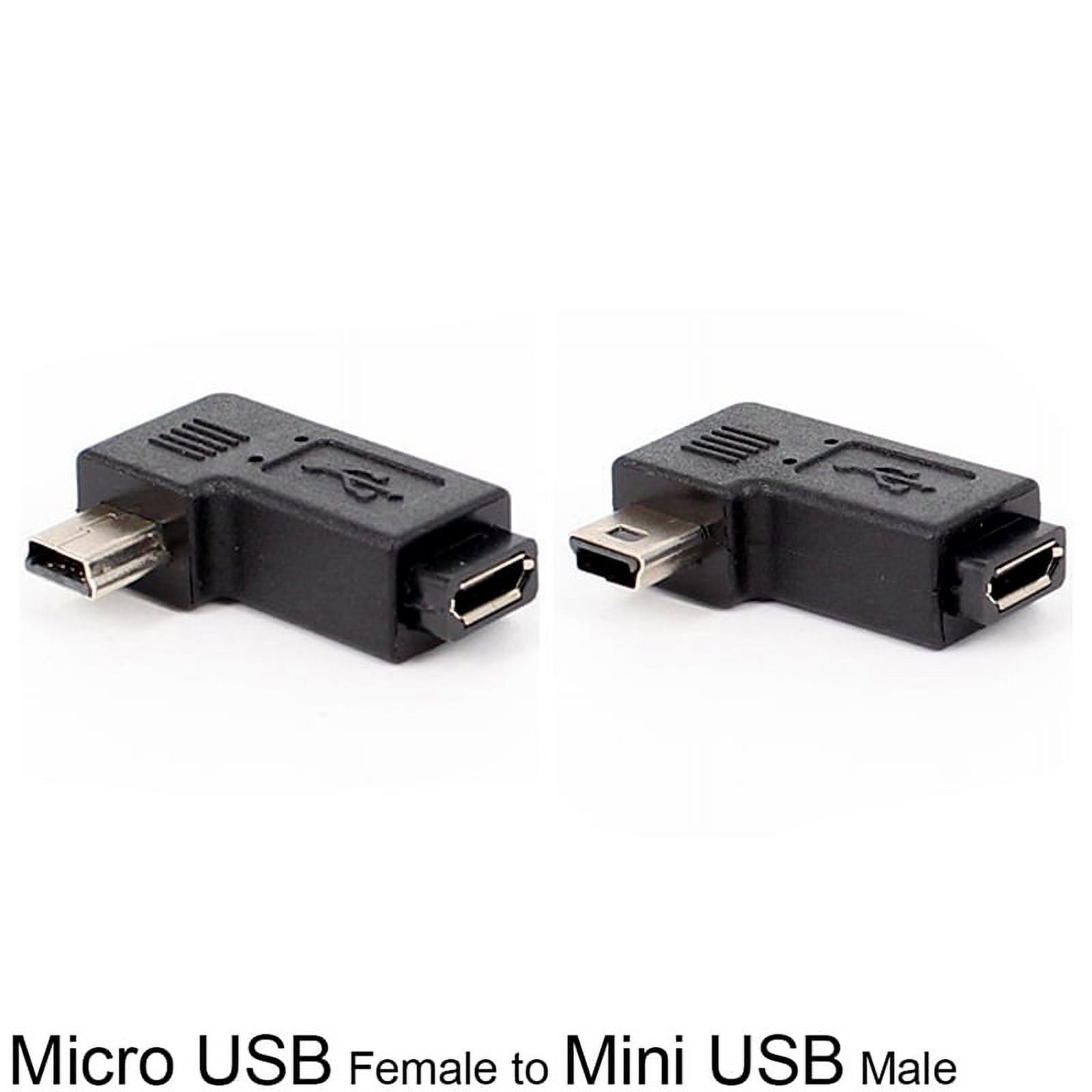 90 Degree Right Left Angle Mini USB Type A Male To Micro USB Female Adapter - Walmart.com