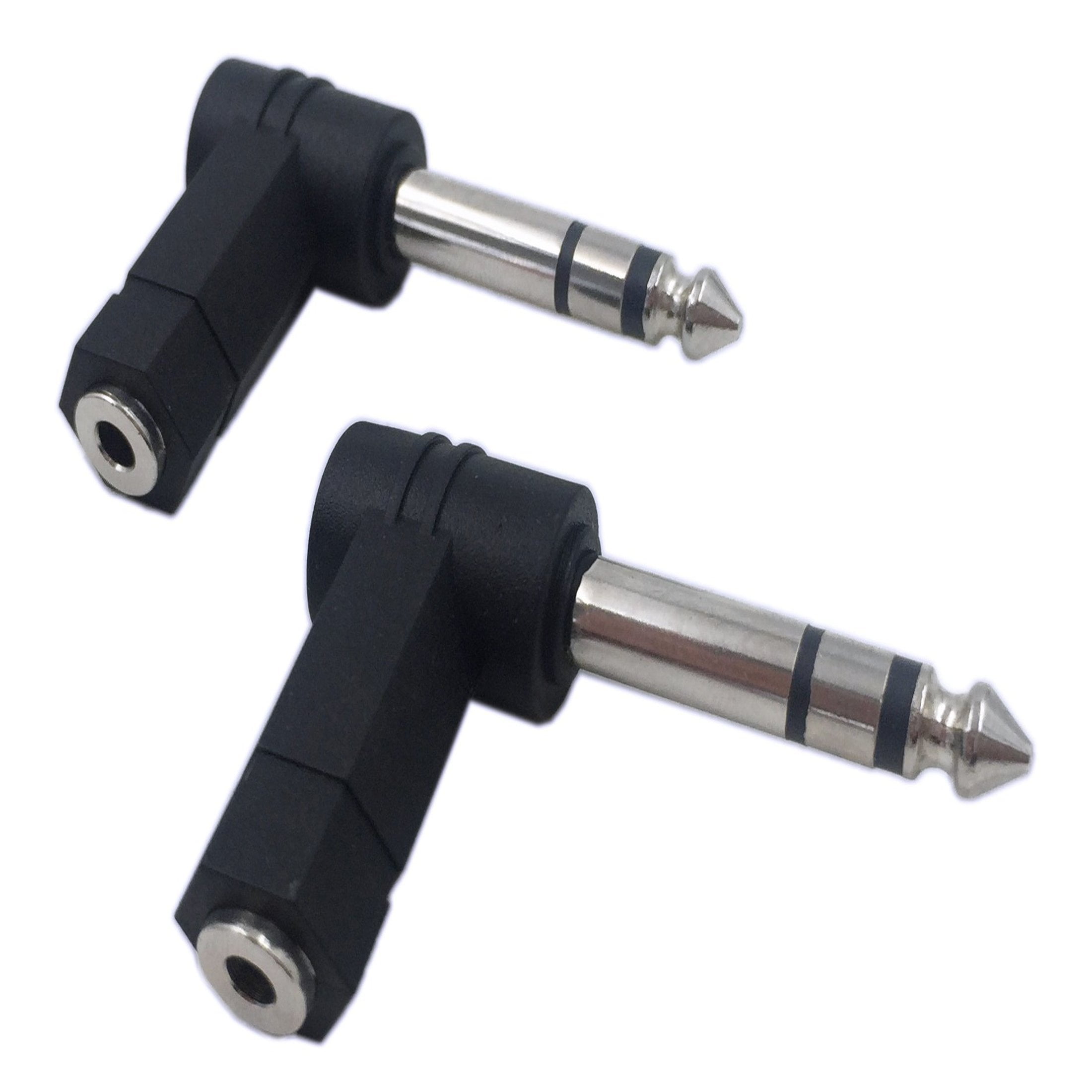 90 Degree Stereo TRS Audio Adapter 1/4 Male to 1/8 Female Connector Set ...