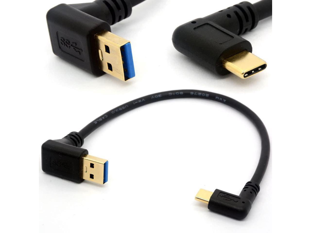 90 Degree USB 3.0 to Type C Right/Left Angled Male Cable Gold Plated ...