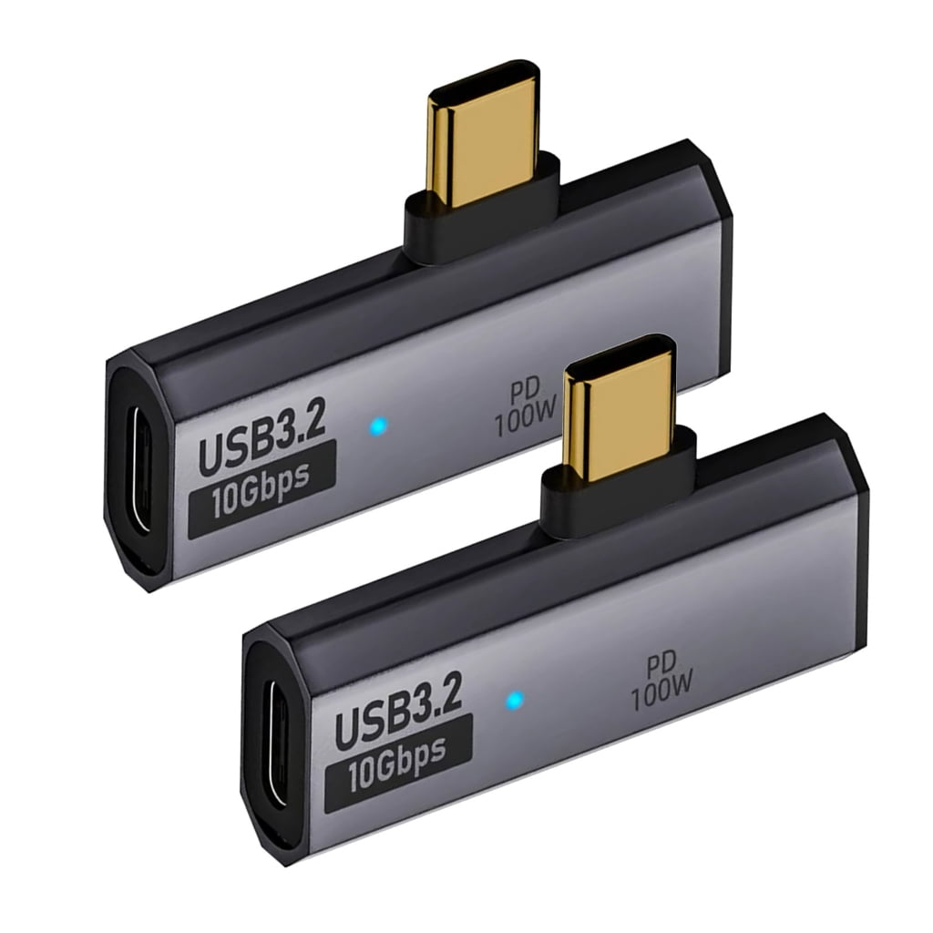 90 Degree USB C Adapter Double Female Port For Fast Charging Data ...