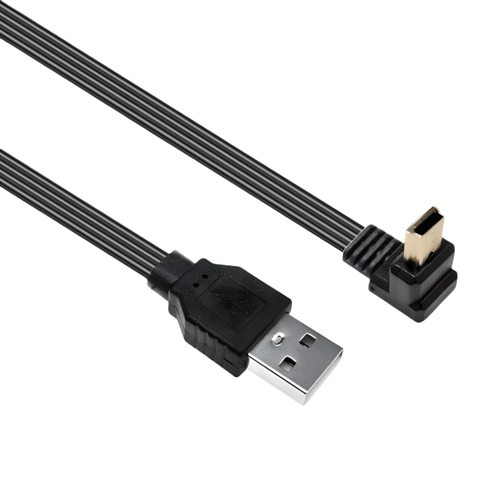 90 Degree USB to Mini USB Cable Silicone Flat Wire Support Fast ...