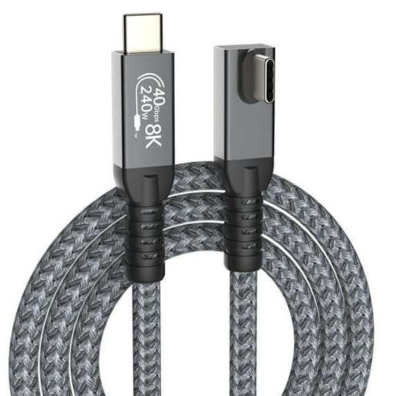 90 Degree USB4 Cable 240W Fast Charging USB C Cord 40Gbps High Speed ...