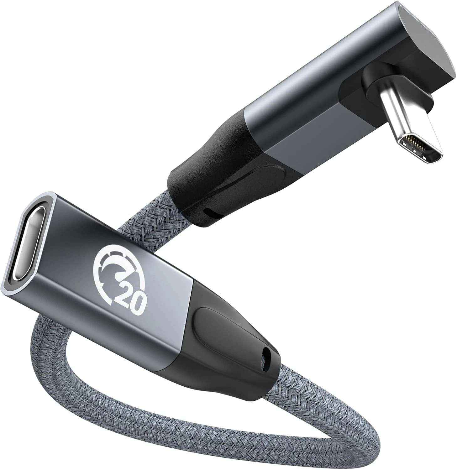 90 Degree Usb C Extension Cable 1Ft, Up Down 100W 1Ft, Gray(Up&Down ...