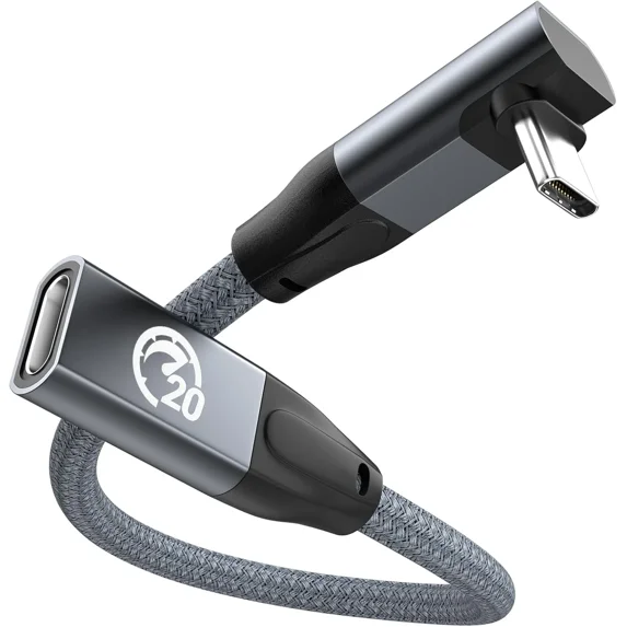 90 Degree Usb C Extension Cable 1Ft, Up Down 100W 1Ft, Gray(Up&Down ...