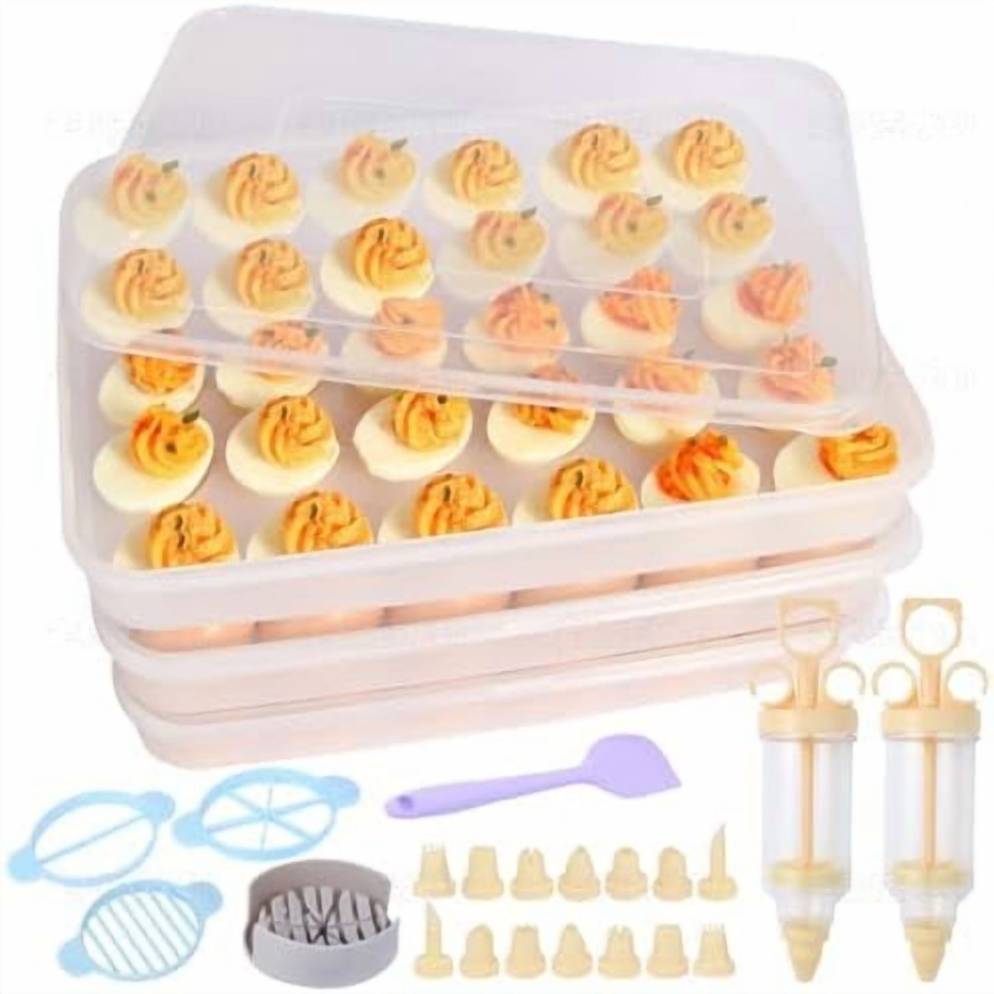 90 Deviled Egg Containers with Lid (Set 3),Plastic Deviled Egg Tray ...