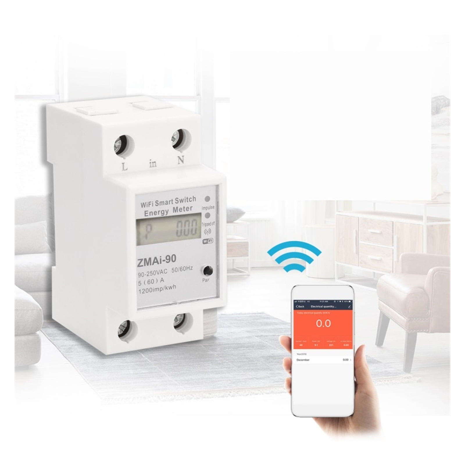 90 Digital Electric Energy Meter Tuya APP Control Smart Home Timer ...