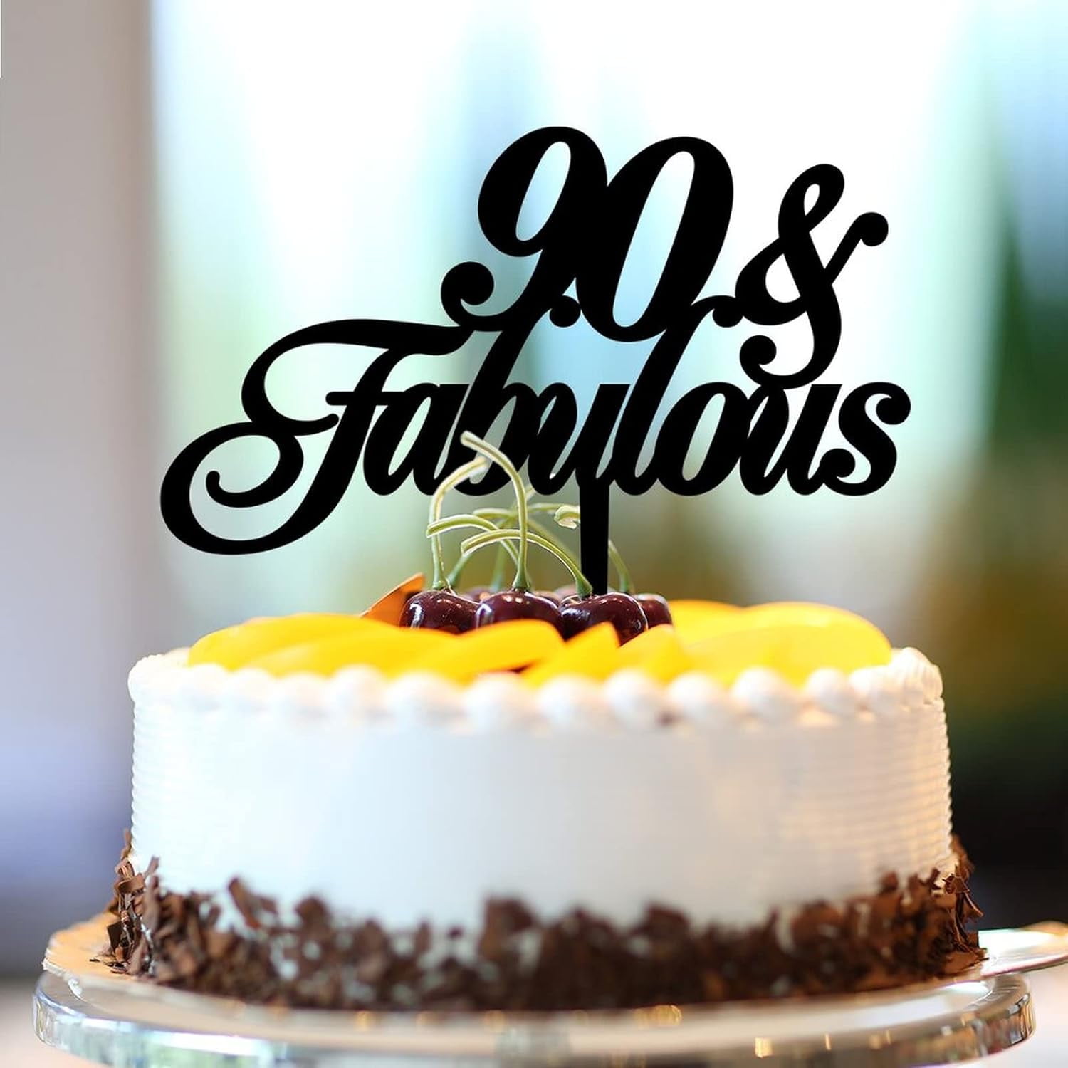 90 & Fabulous Cake Toppers 90th Birthday Cake Topper Acrylic Black 90 Years Old Birthday Party ...