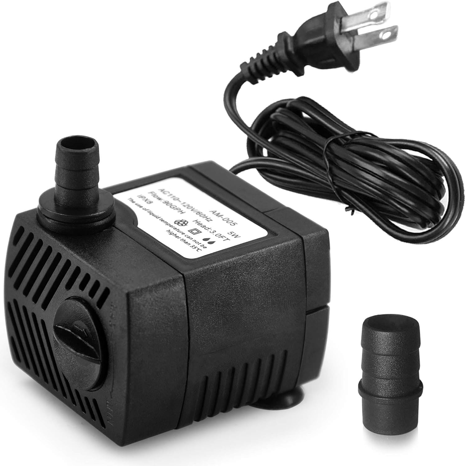 90 GPH Mini Submersible Pump, Small Fountain Pump (5W 350L/H) for water ...