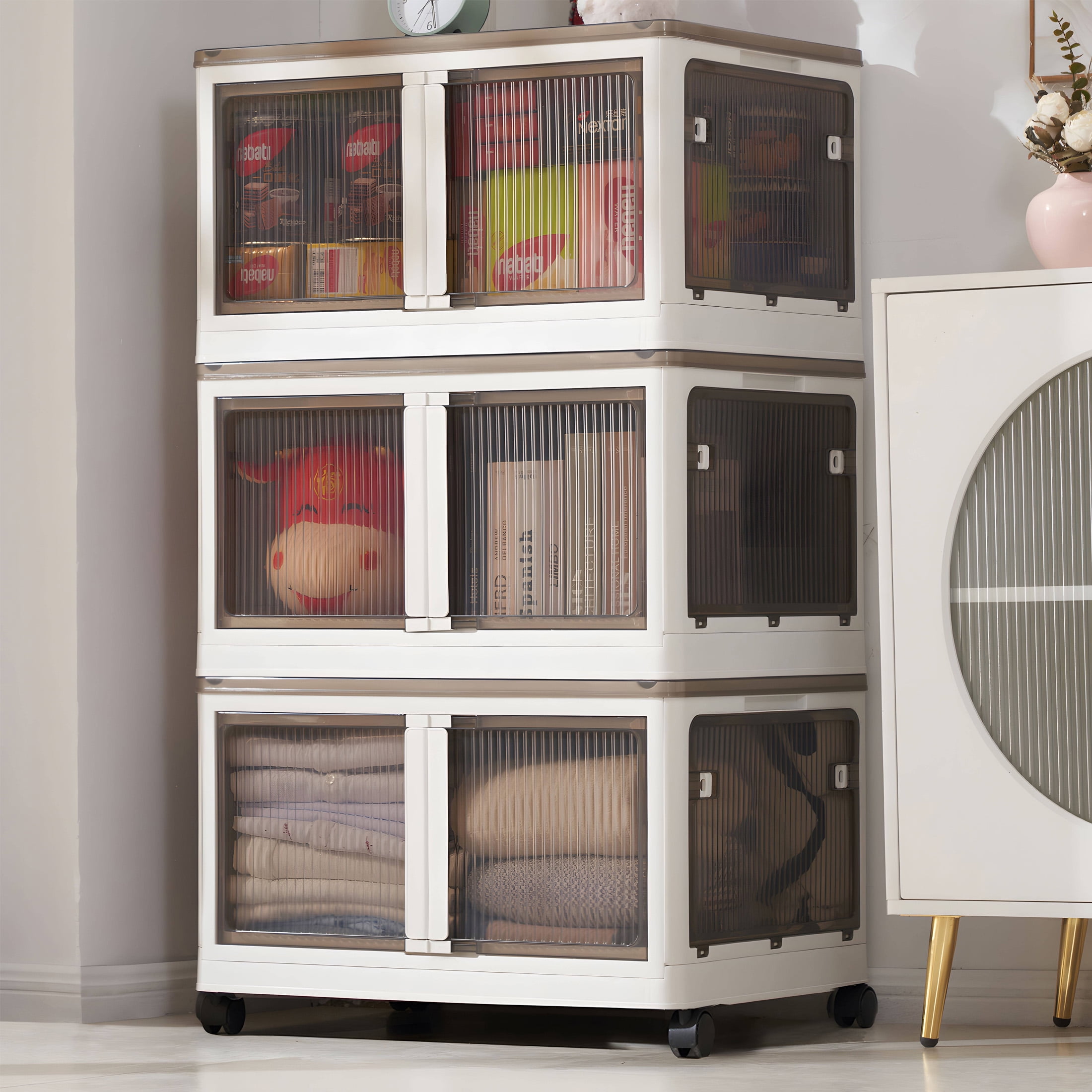 FANGTUEH 90 Gal Large Storage Bins with Lids and Wheels, Stackable ...